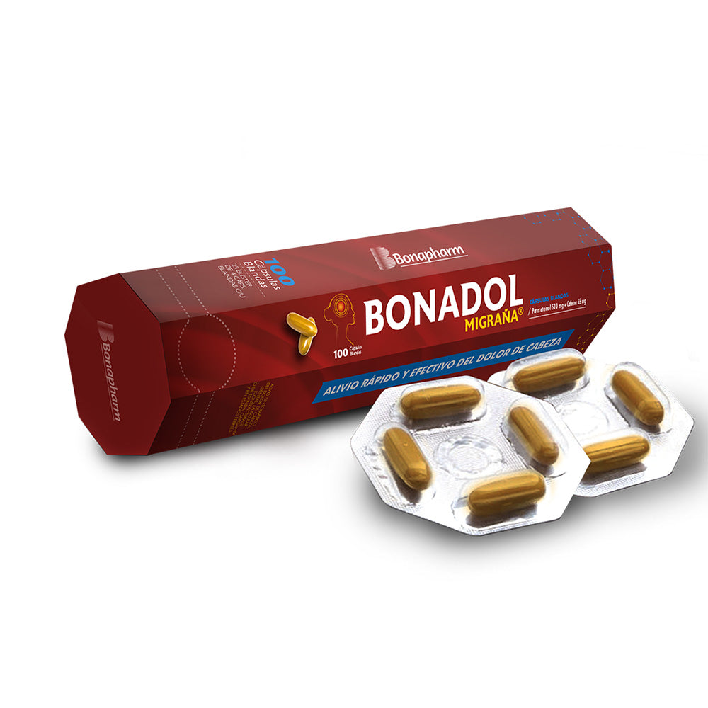 Bonadol Migraña 500mg + 65mg - Blíster 4 Cápsulas Blandas – Pharman